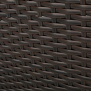 Christopher Knight Home Connie Outdoor 4 Seater Wicker Swivel Chair and Fire Pit Set, Mixed Brown + Navy Blue + Hammered Bronze