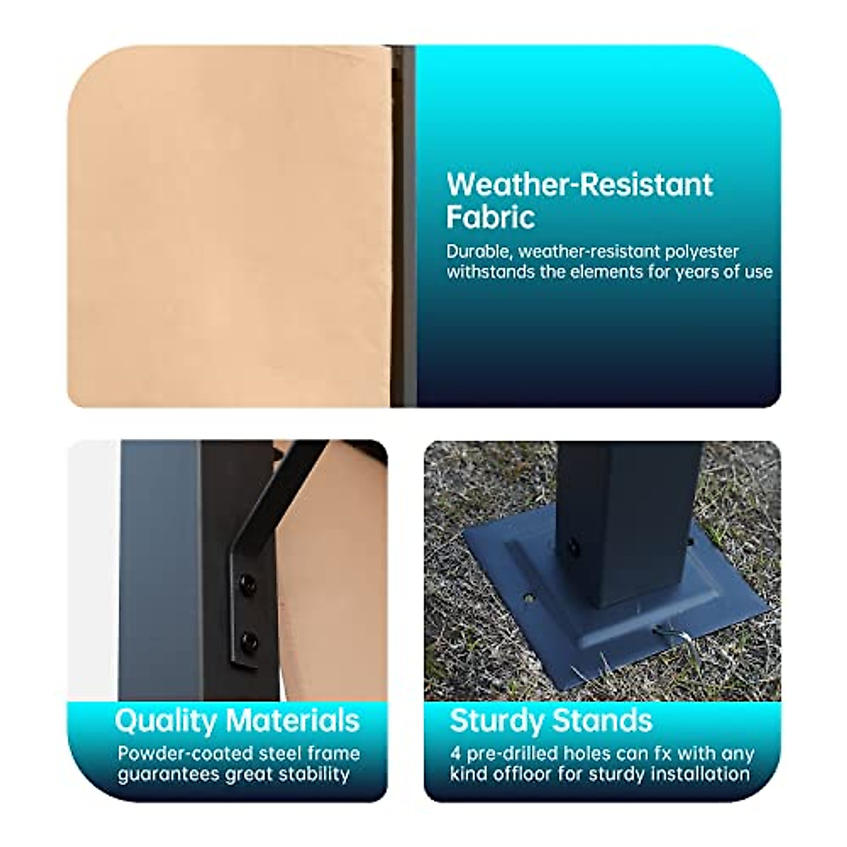 Pergolas Gazebo for Patios 10 * 10 Metal Gazebo Canopy Tent with Sliding Adjustable Canopy Weather-Resistant Fabric Quality Materials Solar Powered Led for Patio Outside Garden Backyard,Tan