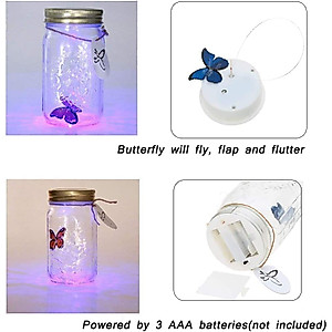 Butterfly Collection Jar, Butterfly in a Jar That Moves, Butterfly Collection Mason Jar, Animated Butterfly in a Jar (Yellow)