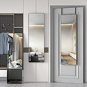 LVZORY Wall Mounted Full Length Mirror, 39"x12" Over The Door, Body Mirror for Bedroom (Black)