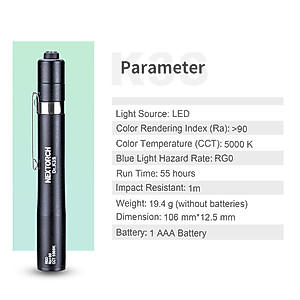 NEXTORCH Professtional Medical LED Penlight Flashlight with a Clip Small Torch for Nursing Students Doctors AAA Battery K3S