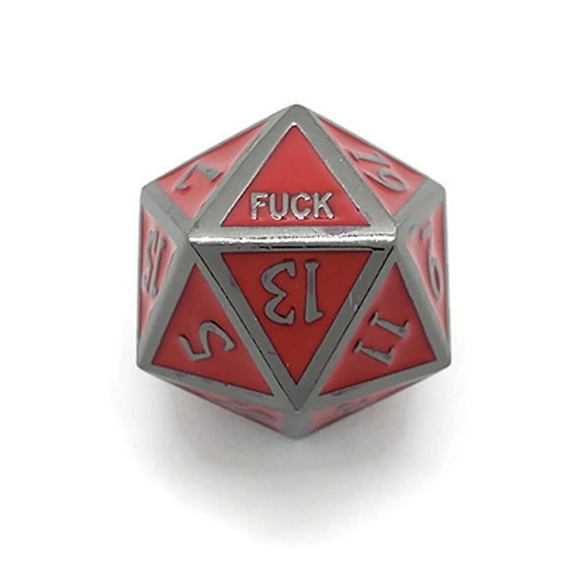 Red Metal D20 F*** Dice Critical Fail F 20 Sided Die Set DND Black Red Gunmetal Color Number for Role Playing Game Dungeons and Dragons D&D Pathfinder Shadowrun and Math Teaching
