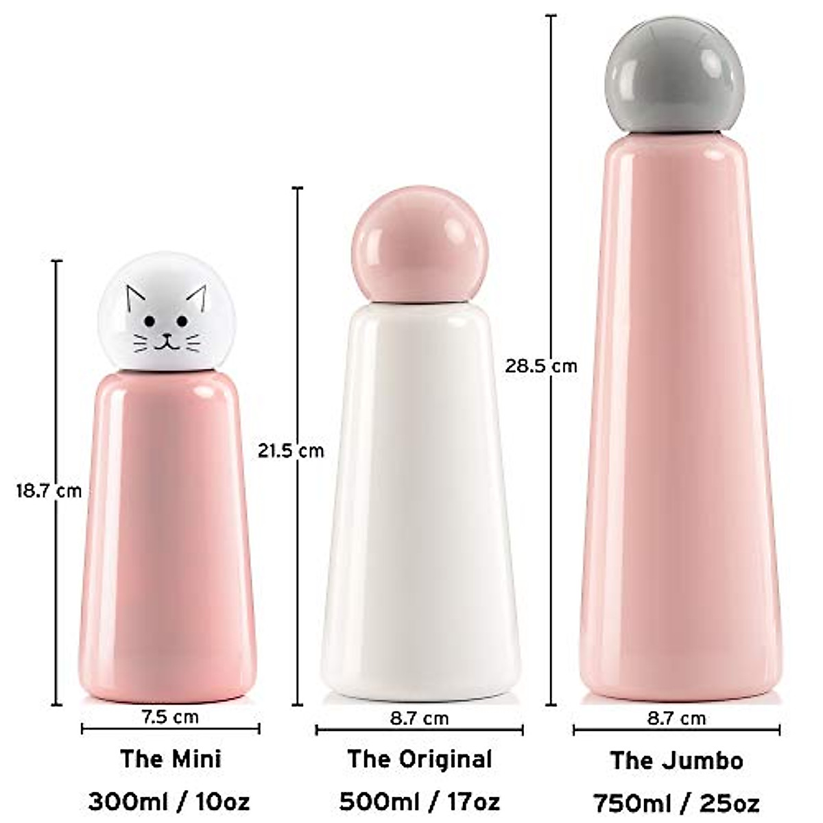 Stainless Steel Water Bottle | 750ml Insulated Water Bottle BPA Free | Cool and Modern Leak Proof Skittle Bottle Flask | Cold for 24+ Hours, Hot for 12 | Light Grey & Coral by Lund London