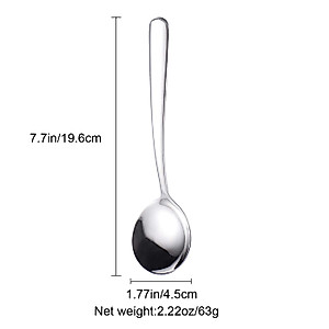Soup Spoons 6-Pack 18/10 Stainless Steel Big, Large and Heavy Duty Round Spoons Elegance Series 7.7 Inch Long 2.2 Ounces Weight by IRONX (biggest soup spoons)