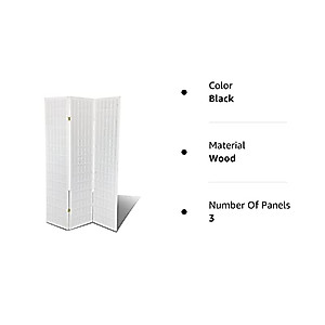 3-10 Panel Room Divider Square Design White (3 Panel)