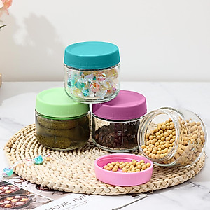 KITCHOP 4 Pack Overnight Oats Containers with Lids, Glass Jars with Lids, Mason Jars with Airtight Lids, Glass Storage Containers for Leftover, Breakfast and Lunch(9.1 oz)