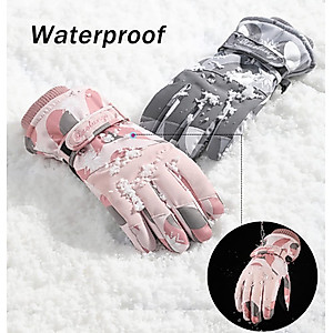SPOTFISH Camo Gloves Women Pink Ski Gloves for Women Waterproof Touchscreen Thick Warm Winter Gloves Snowboarding Gloves for Womens(Camo Pink, One Size)