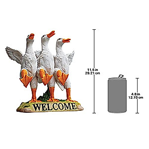 Design Toscano JQ6260 Delightful Dancing Ducks Welcome Sign Garden Statue, 11" Wx6 Dx11.5 H, Full Color