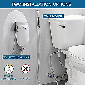 Bidet Sprayer for Toilet, Handheld Sprayer Bidet Attachment Kit with Backflow Preventer and Adjustable Water Pressure Control, SonTiy All Brass Cloth Diaper Sprayer Set, Chrome, 5 Years Warranty