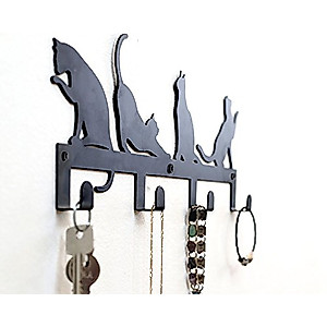 Stur-De Key Holder for Wall - Rustic Key Hooks for Wall for Hanging Accessories, Key Hanger for Wall for Farmhouse-Style Homes - Iron Wall Key Holder, Cats Key Rack for Wall - 14.75 x 5.5 x 1 Inches