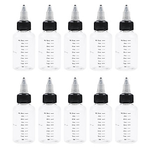 Risbay Transparent Plastic Squeeze Bottles,10Pcs 60ml Transparent and Black Plastic Squeeze Dispensing Bottles for Ink,Oil,Gel,Glue