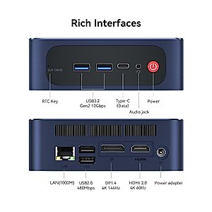 Beelink SEI12 Mini PC Intel Core i5 Processors i5-12450H (up to 4.4GHZ),Mini Computer with 16GB DDR4 RAM 500GB M.2 Pcle 4.0 NVMe 2280 SSD,Dual Screen Display/HDMI+DP/WiFi6/BT5.2,Auto Power On