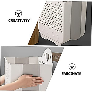 Cabilock 3 Sets Holding Mounted Hanging Space Household Clothes Sticky Wall Laundry for Mesh Hamper Bathroom Mount Container with Folding Dirty Basket Foldable Plastic Hook Organizers Kids