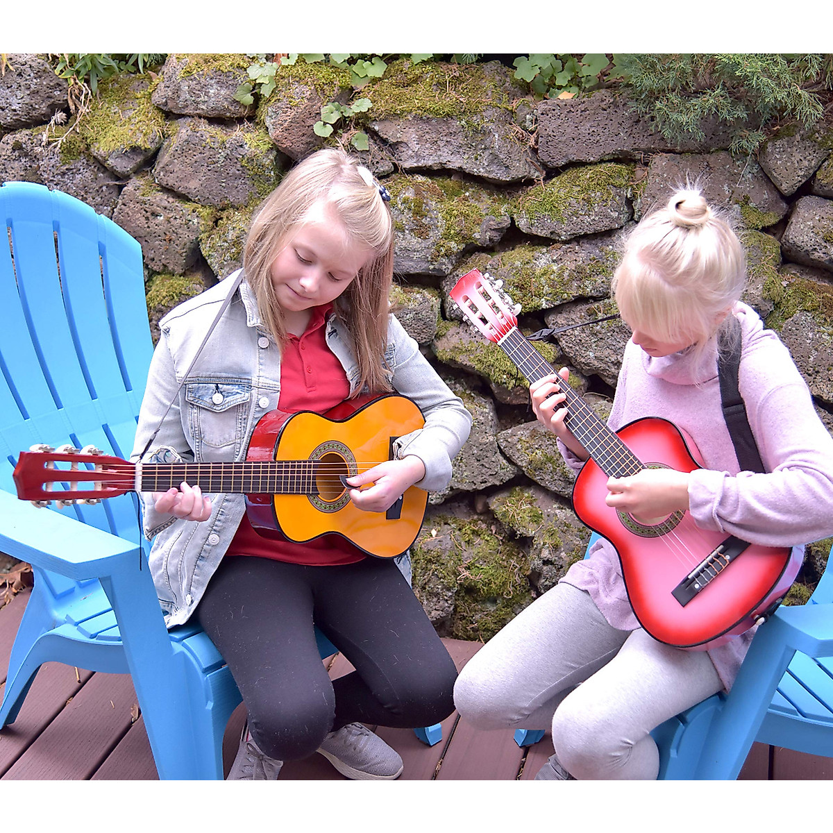 30" Left Handed Wood Guitar with Case and Accessories for Kids/Girls/Boys/Teens/Beginners (Pink Gradient)