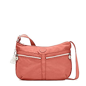 Kipling Women’s Izellah Crossbody, Super Light Everyday Purse, Nylon Shoulder Bag, Vintage Pink