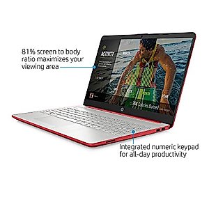 HP Notebook 15 Business Laptop I 15.6” HD SVA Display I Intel 4-Core Pentium Silver N5000 Processor I 4GB DDR4 128GB SSD I USB-C I HDMI Office365 Win10 Red + 32GB MicroSD Card