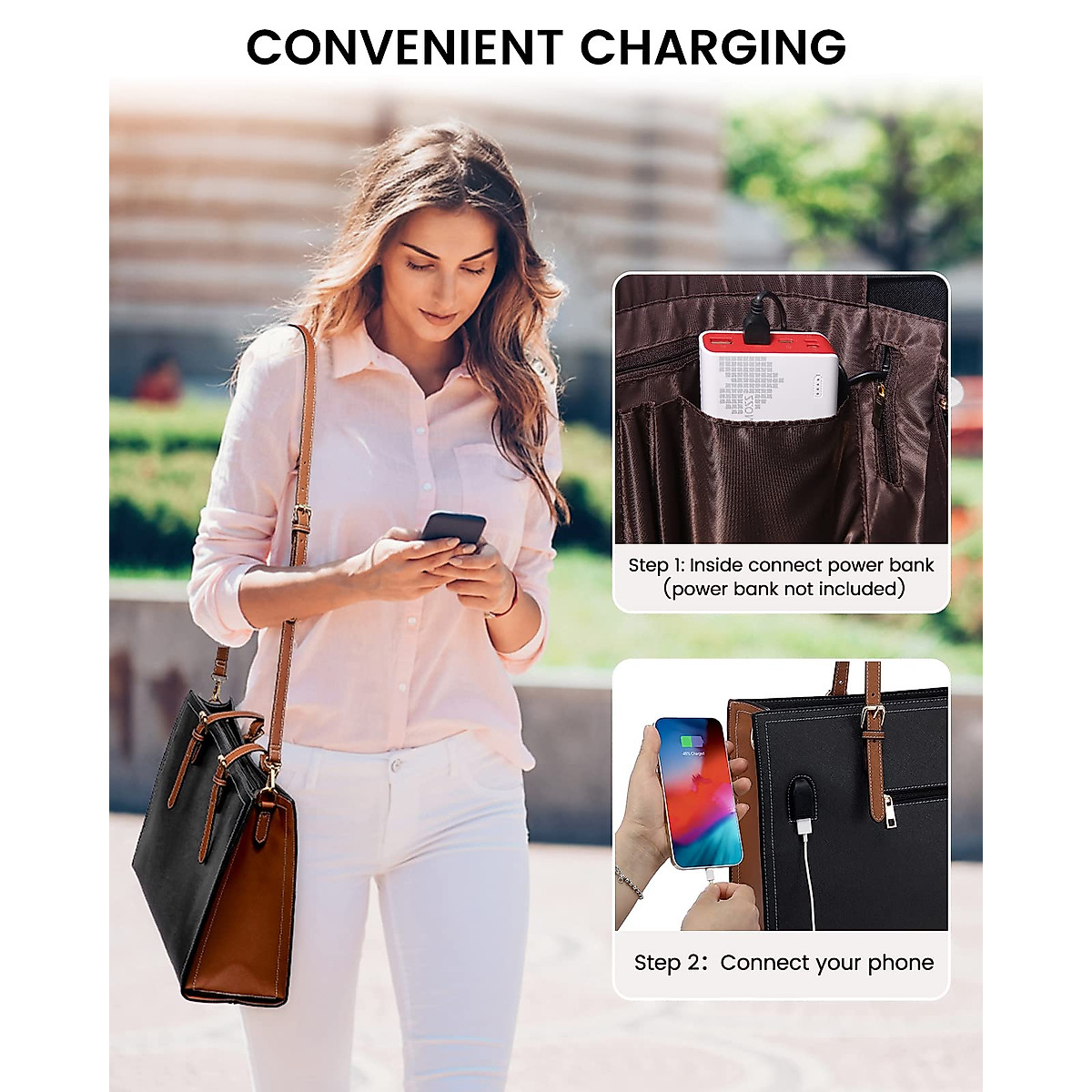 LOVEVOOK Laptop Tote Bag for Women, 15.6 inch Computer Tote Work Bag Purse, Large Waterproof Leather Professional Briefcase for Office, Work Travel