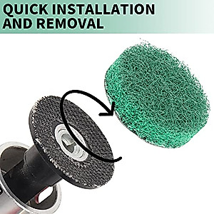 10PCS Sanding Discs 2 Inch Roll Lock Quick Change Discs 1pcs 1/4'' Holder Surface Conditioning Discs for Die Grinder Surface Strip Grind Polish Burr Finish Rust Paint Removal,Green