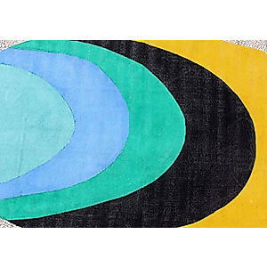 Casavani Indian Handmade Cotton Dhurrie Bordered Blue & Yellow Area Rug Boho Kilim Flat Weave Rug Indoor Hall Room Decor Carpet Throw Rugs for Bedroom Living Room Bathroom Balcony 6x12 Feet Runner