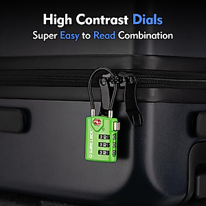 SURE LOCK TSA Compatible Travel Luggage Locks, Inspection Indicator, Easy Read Dials TSA Approved with Zinc Alloy