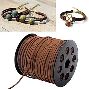 3mm x100 Yards Coffee Suede Cord Suede Lace Faux Leather Cord with Roll Spool for Bracelet Necklace Beading DIY Handmade Crafts