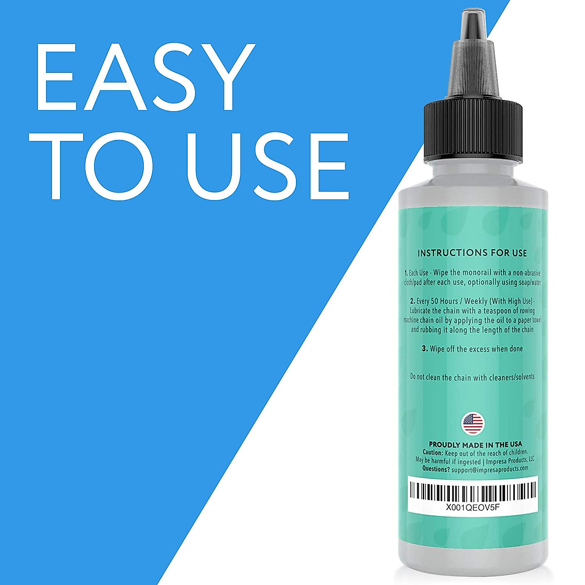 Impresa Rowing Machine Chain Oil Compatible with Concept 2, 4 Oz, Premium Custom-Formulation for Exercise Rower Chains, Compatible with Model D and Other Major Brands, Made in USA