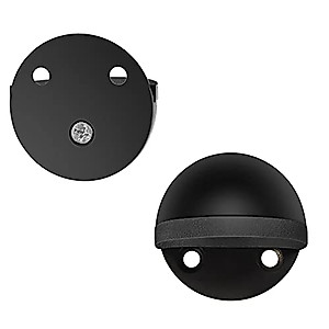 Door Stopper, Floor Door Stop Modern Black Door Stoppers Sound Dampening Rubber Bumper Adhesive Door Stops No Drilling Doorstop Wall Protector, Dome Shaped, 2 Pack
