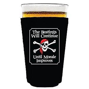 The Beatings Will Continue Pint Glass Coolie Black