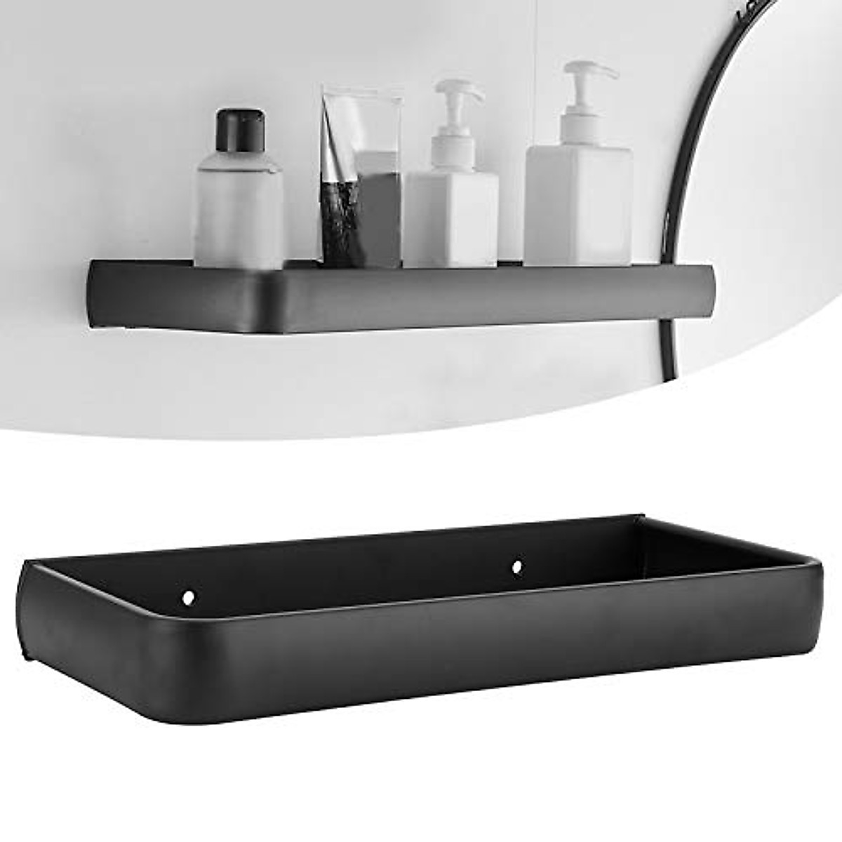 30cm Wall Mounted Bathroom Shelf, Space Aluminum Wall-Mounted Hollow Modern Simple Storage Rack Basket Kitchen Bedroom Organizer for Cosmetic Seasoning Jars (Single Layer),Rack