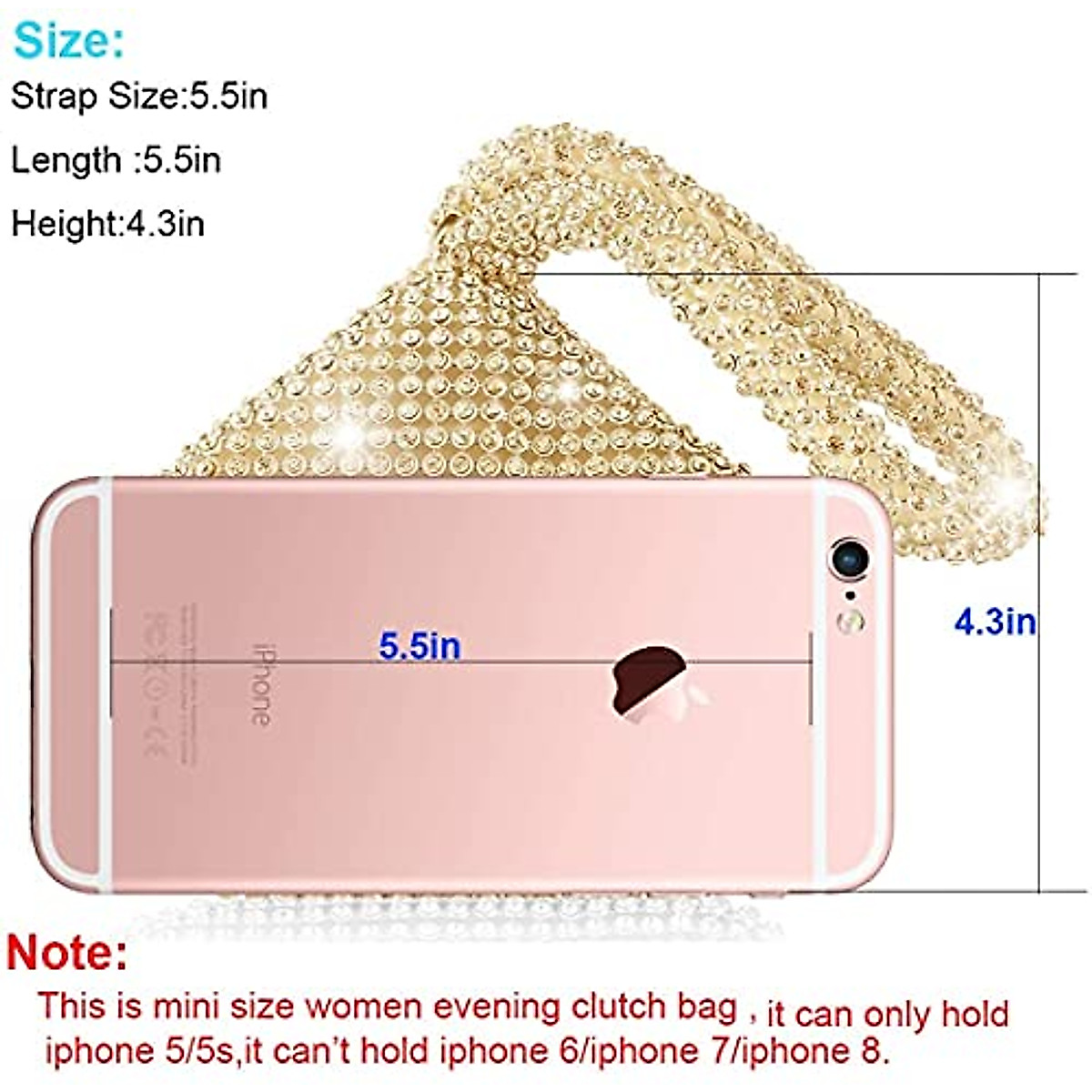 Women's Evening Clutch Bag Girls Sparkling Handbag Bag Bling Bling Rhinestones Wedding Prom Party Club Purses (Gold)…