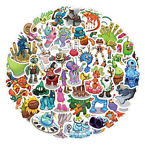 60PCS My Singing Monster Stickers My Singing Monsters Toys Vinyl Waterproof Stickers for Laptop,Bumper,Skateboard,Water Bottles,Computer,Phone, for Kids,Teens,Adult