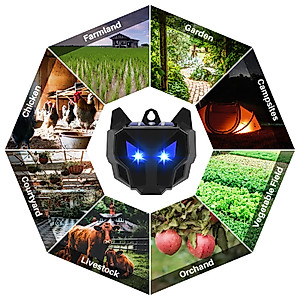 2024 Upgraded Animal Repellent Outdoor,Solar Deer Repellent Devices Coyote Deterrent Racoon Repellent Outdoor Predator Lights for Chicken Coop Yard Farm Garden (4, Blue)