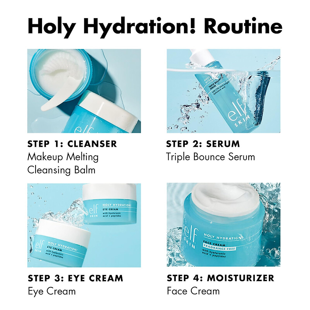 e.l.f. SKIN Mini Holy Hydration! Makeup Melting Cleansing Balm, Face Cleanser & Makeup Remover, Infused with Hyaluronic Acid to Hydrate Skin, 0.45 Oz