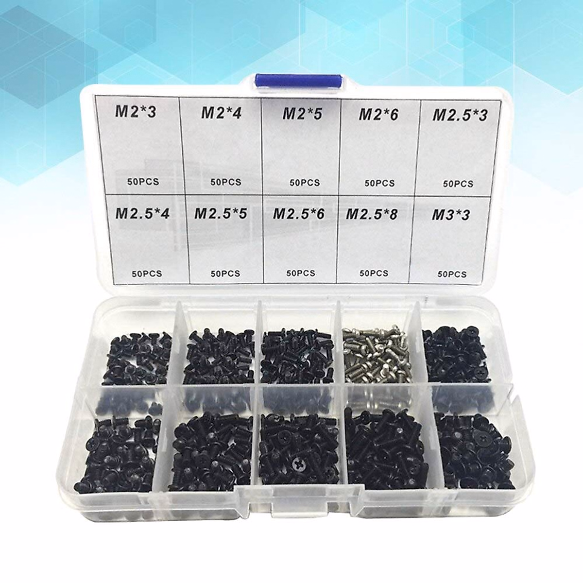 500PCS for Laptop Screws Set Replacement Mini Cross Carbon Steel Screws Set Repairing Accessory (Black) - (Size: 13X6.5X2.3CM/ Black) SCRW-128453