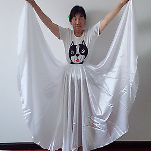 BACKGARDEN Ladies 20 Yard Elegant Satin Long Full Skirt for Ballroom Belly Dance Performance Costume Dress White