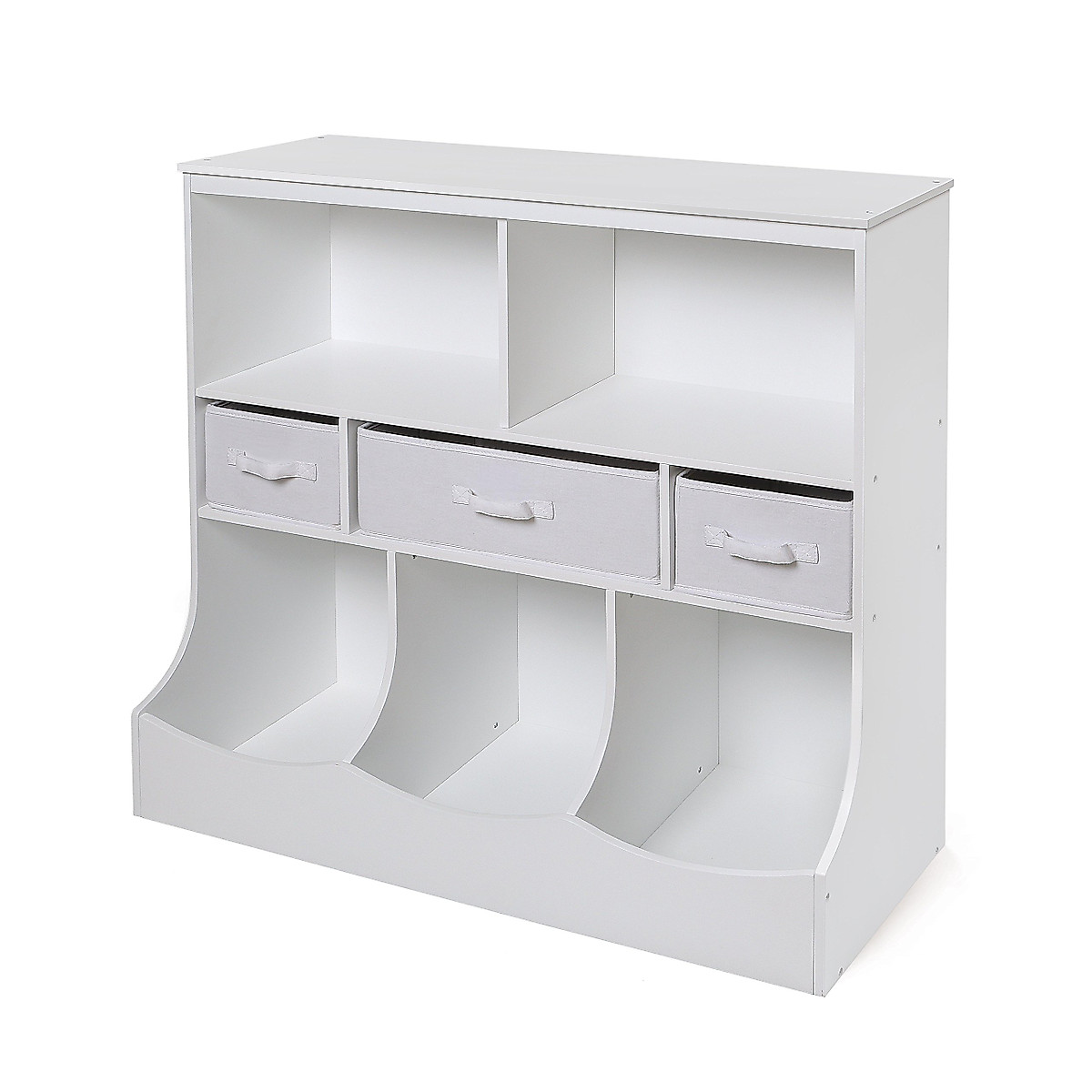 Badger Basket Combo Bin Toy Storage Unit and Book Shelf for Kids with 3 Baskets - White