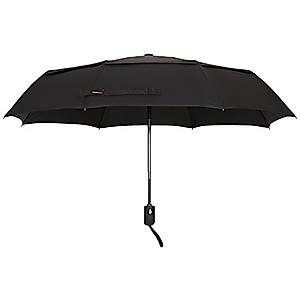 Amazon Basics Automatic Travel Small Compact Umbrella With Wind Vent, Black, One Size