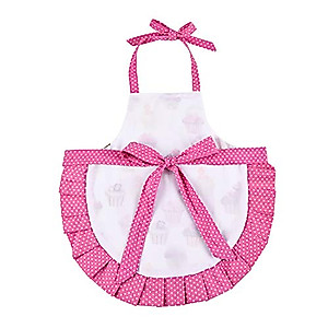 Cupcake Kids Apron, Pink Baking Bib Apron for 2-6 Years Child, Adjustable Kitchen Apron for Little Girls, Cooking, Daughters, Gardening, Toddler Gift
