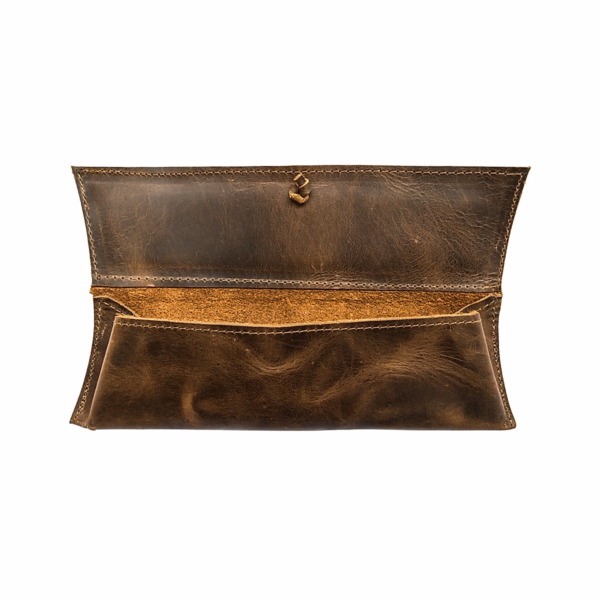 Hide & Drink, Rustic Leather Pencil Case (Small Personal Items) Artist Carpenter Slim Roll Handmade :: Bourbon Brown