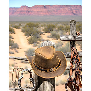 HADZAM Leather Cowboy hat Shapeable into Outback hat, Australian Hats for Men & Women (US, Alpha, Large, Brown)