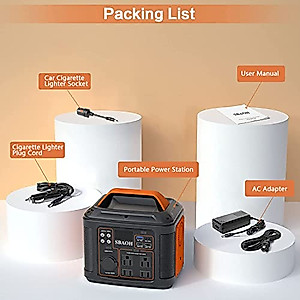 SBAOH Portable Power Station, 300W 296Wh Solar Generator Quick Charge / 110V AC Outlets/DC Ports and LED Flashlight, Lithium Battery Backup for Home Outdoor Travel Camping Blackout