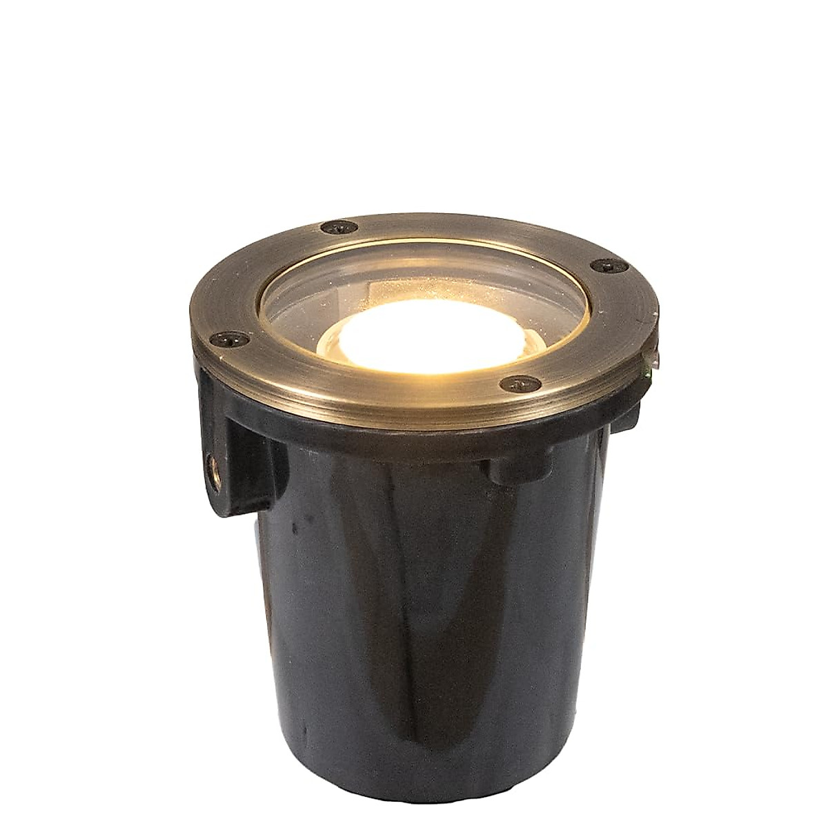 VOLT 12V 3-in-1 Waterproof IP68 Mini in-Grade Light with Brass Top (Bronze) & 4W 2700K Warm White MR11 LED Bulb for Low Voltage Landscape Lighting of Pathway, Garden, Column, Fountain or Pond