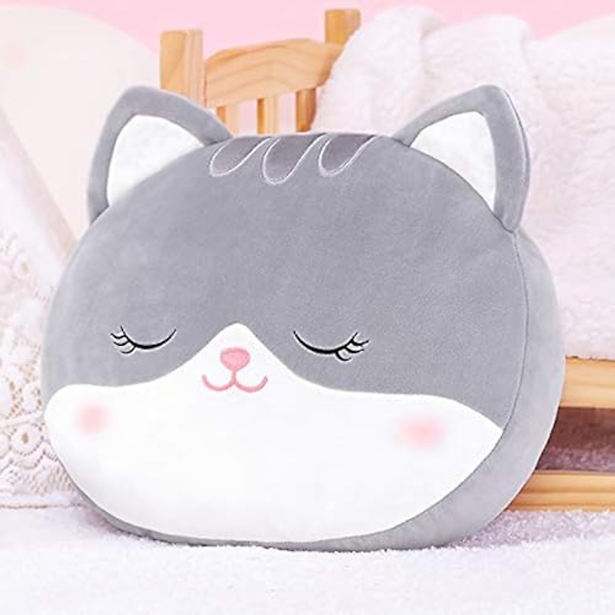 Lazada Kids Pillow Cat Plush Pillows Toy Soft Gift Baby Girl Gifts Gray 15 Inches
