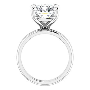 Solid Gold Engagement Ring Set for Women, Handmade 5 Carats Cushion Cut Moissanite Solitaire Ring Set Diamond Wedding Bridal Rings Anniversary Propose Gift Her, 10K/14K/18K, 925 Silver