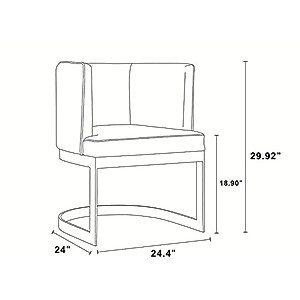 Manhattan Comfort Aura Mid Century Modern Velvet Dining Chair, Set of 2, Royal Blue
