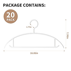 COZIHAUS 16-Inch Clothes Hangers 20 Pack, No Shoulder Bumps Hanger, Non-Slip, Space Saving, High-Strength Skin-Feel Plastic Hangers for Coats, Pants, Suits, Shirts, Sweaters, Dresses (20 Pack, White)