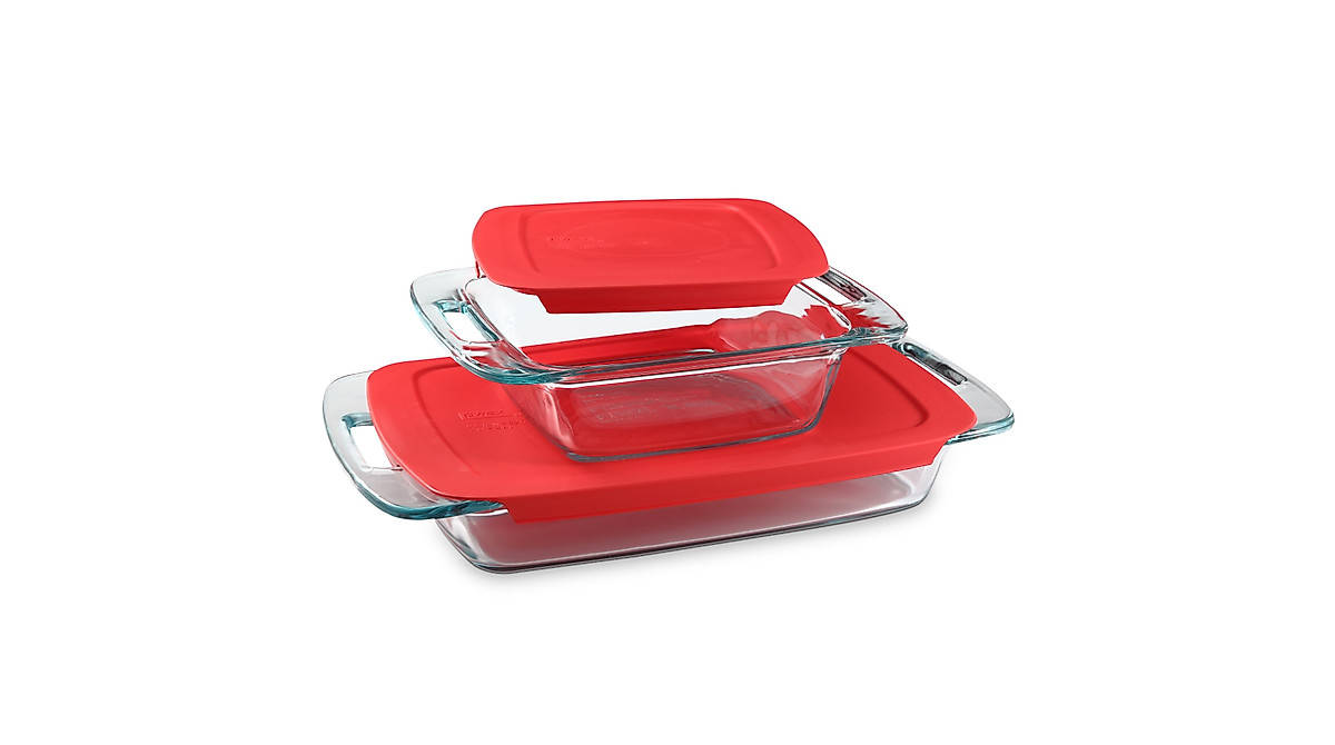 Pyrex 4-Piece Glass Baking Dish Set with Lids & Handles