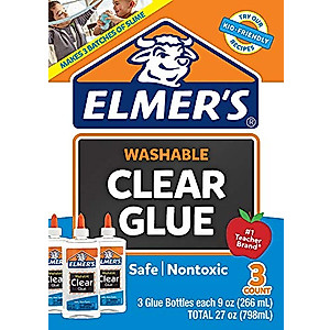 Liquid School Glue, Clear, Washable, Pack of 3-1