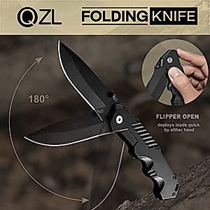 Pocket Knife for Men, Folding Knife with Clip, EDC Pocket Knives with Flipper Open and Liner Lock, Sharp Tactical Knife for Outdoor Survival Camping Hunting Fishing, Cool Knifes for Dad, Mens Gift