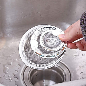 Fayonnir Stainless Steel Drain Strainer, 2 Pieces Drain Strainer Perfect for Kitchen Sink, Strainer Shower, Bathtub, Available in Three Sizes (Large)